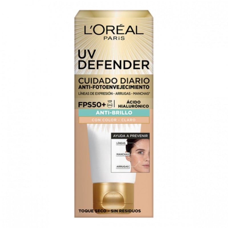 UV DEFENDER ANTI FOTOENVEJECIMIENTO ANTI BRILLO FPS 50+ TONO CLARO - L